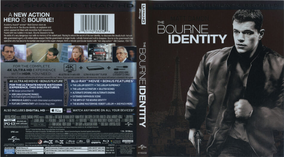 The Bourne Identity 4K UHD Cover & Labels - DVDcover.Com