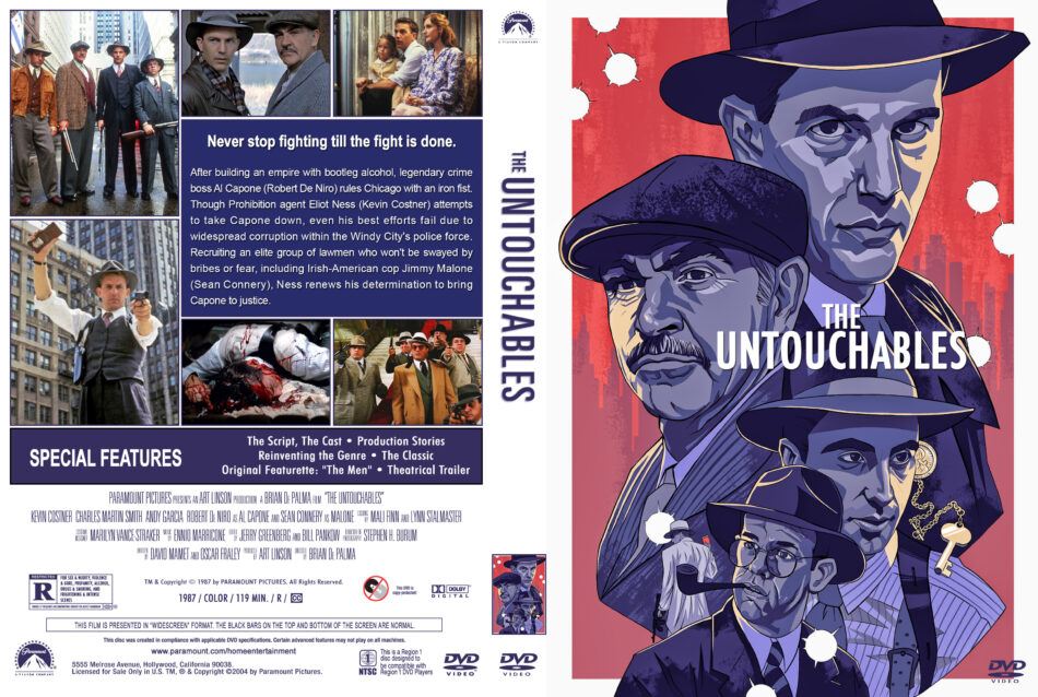 The Untouchables dvd label (1987) R1 Custom