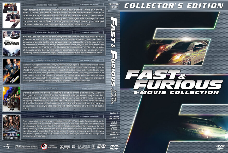 Fast & Furious 5-Movie Collection R1 Custom DVD Cover - DVDcover.Com