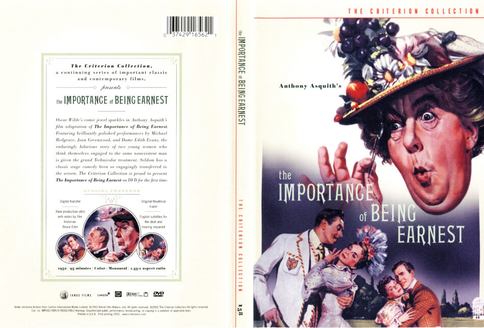 THE IMPORTANCE OF BEING ERNEST (CRITERION COLLECTION) (1952) DVD COVER ...
