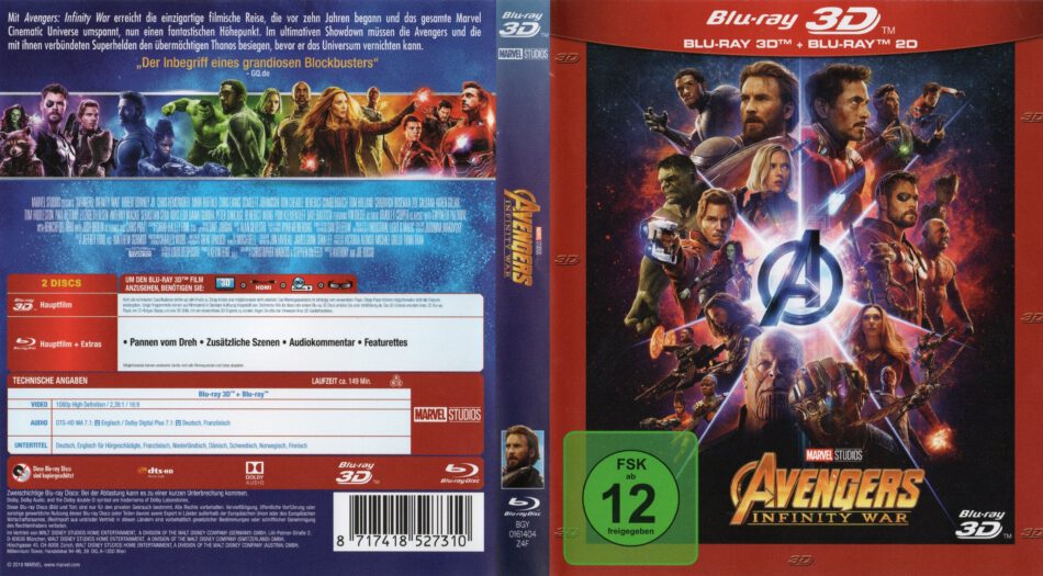 Avengers 3 - Infinity War (3D) DE Blu-Ray Cover - DVDcover.Com