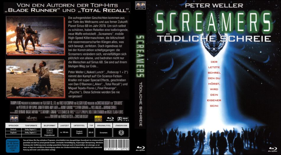 Screamers (1995) DE Custom Blu-Ray Cover - DVDcover.Com