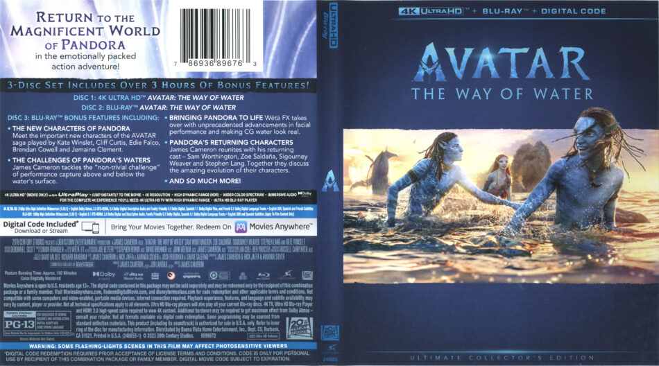 Avatar: The Way Of Water 4K UHD Cover & Labels - DVDcover.Com