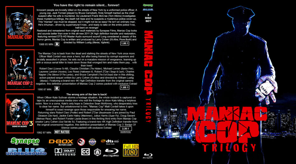 Maniac Cop Trilogy Blu-Ray Custom Cover - DVDcover.Com