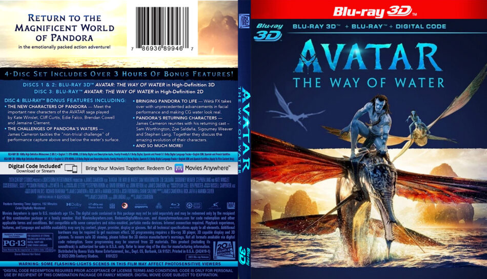 AVATAR THE WAY OF WATER 3D BLU-RAY COVER & LABELS - DVDcover.Com