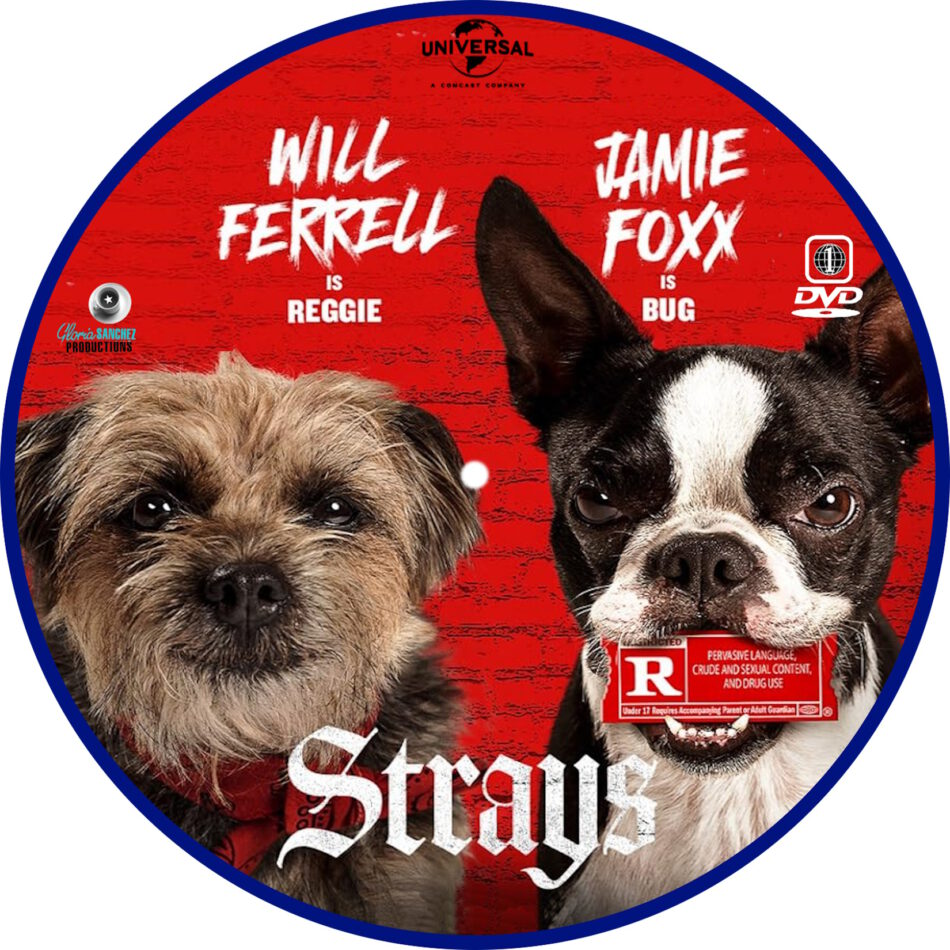 Strays (2023) R1 Custom DVD Label - DVDcover.Com