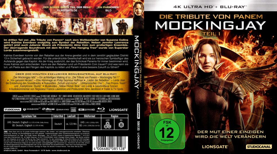 Die Tribute von Panem - Mockingjay Teil 1 DE 4K UHD Cover & Label ...