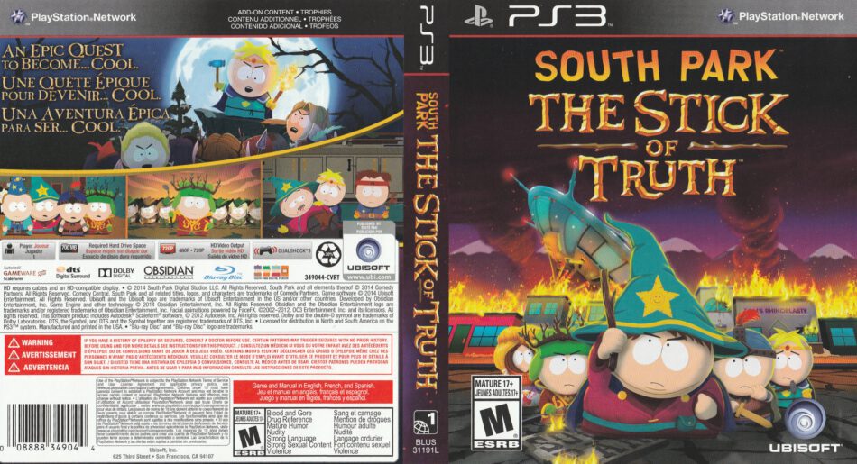 South Park The Stick Of Truth (2014) PS3 Cover - DVDcover.Com