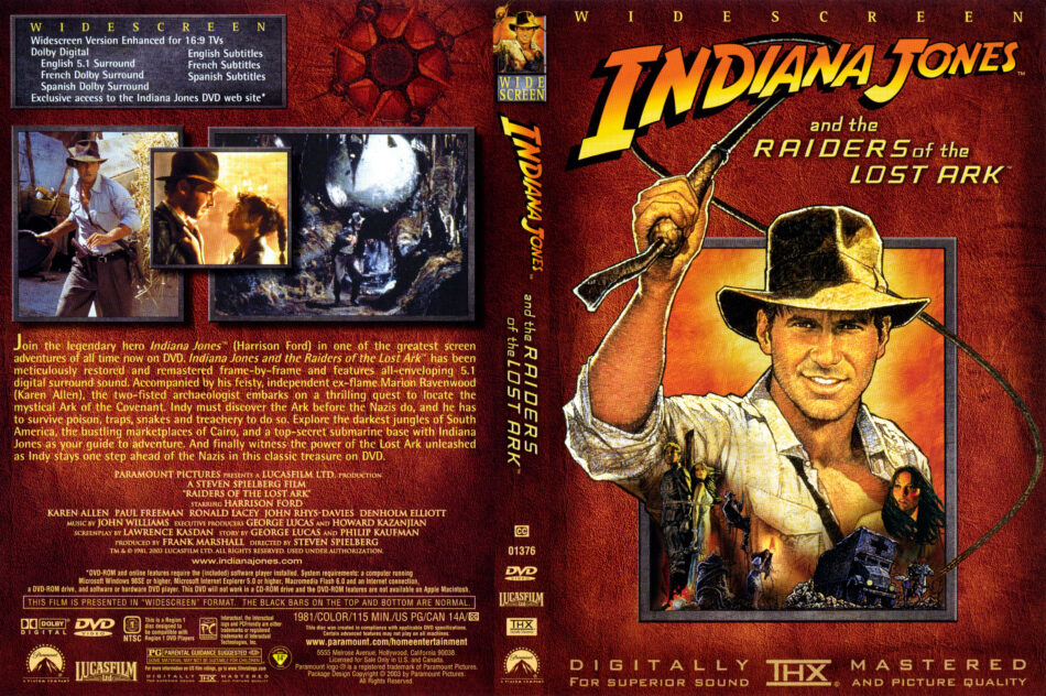 Indiana Jones and the Raiders of the Lost Ark (1981) R1 DVD Cover ...