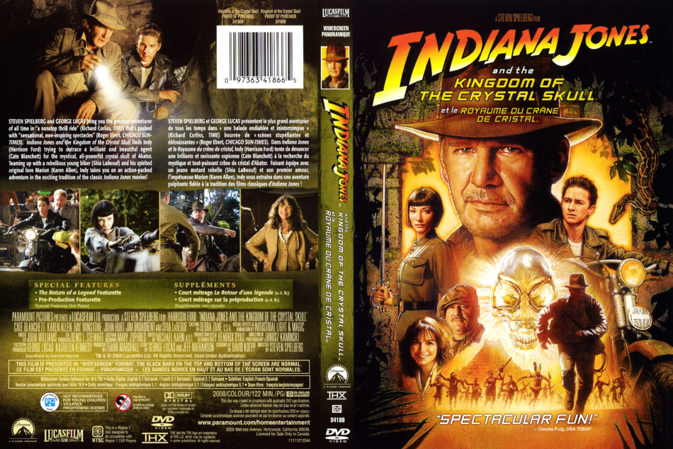 Indiana Jones and the Kingdom of the Crystal Skull (2008) R1 DVD Cover ...
