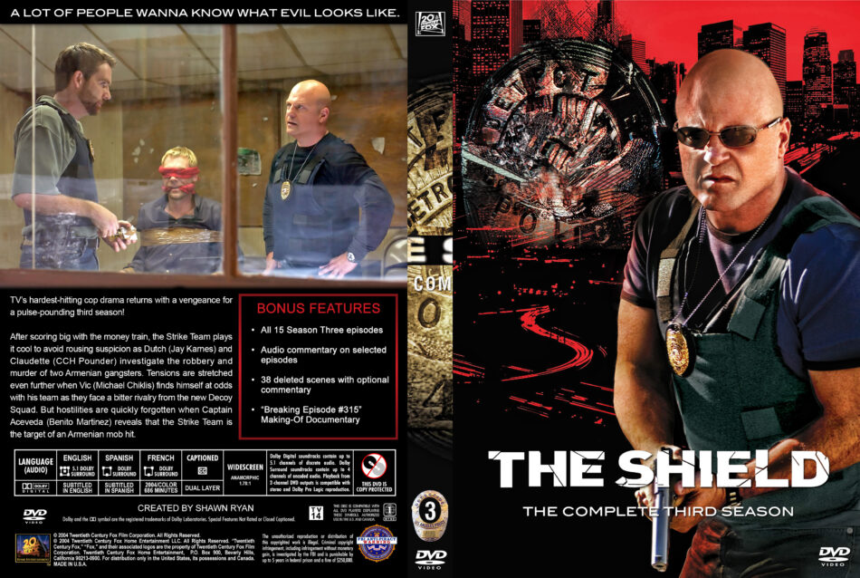 The Shield - Season 3 (spanning spine) R1 Custom DVD Cover - DVDcover.Com