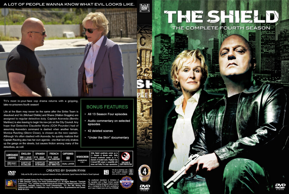 The Shield - Season 4 (spanning spine) R1 Custom DVD Cover - DVDcover.Com