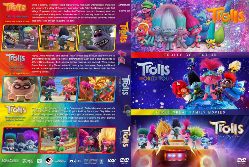 Trolls Triple Feature R1 Custom DVD Cover - DVDcover.Com