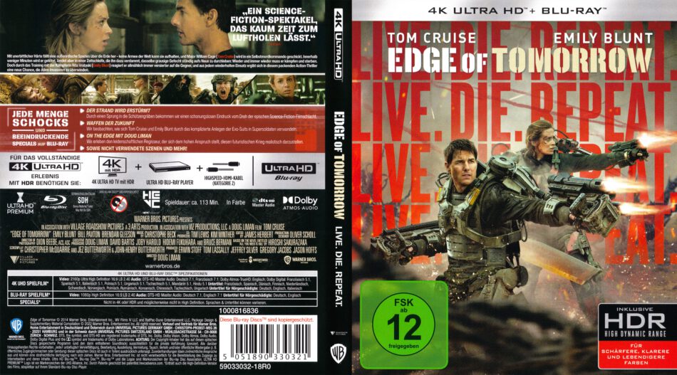 Edge of Tomorrow DE 4K UHD Cover & Labels - DVDcover.Com