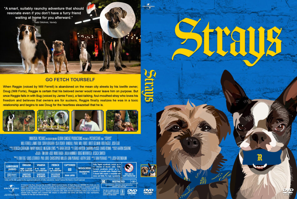 Strays (2023) R1 Custom DVD Label - DVDcover.Com