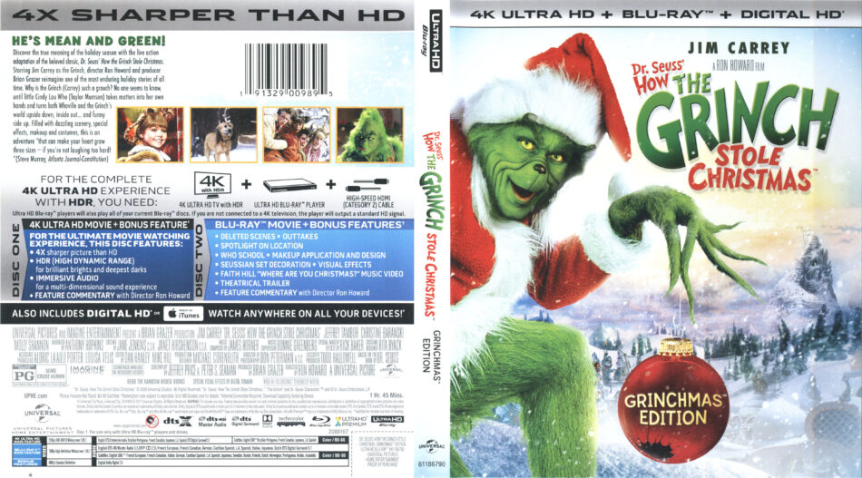 Dr. Seuss: How The Grinch Stole Christmas 4K UHD Cover & Labels ...