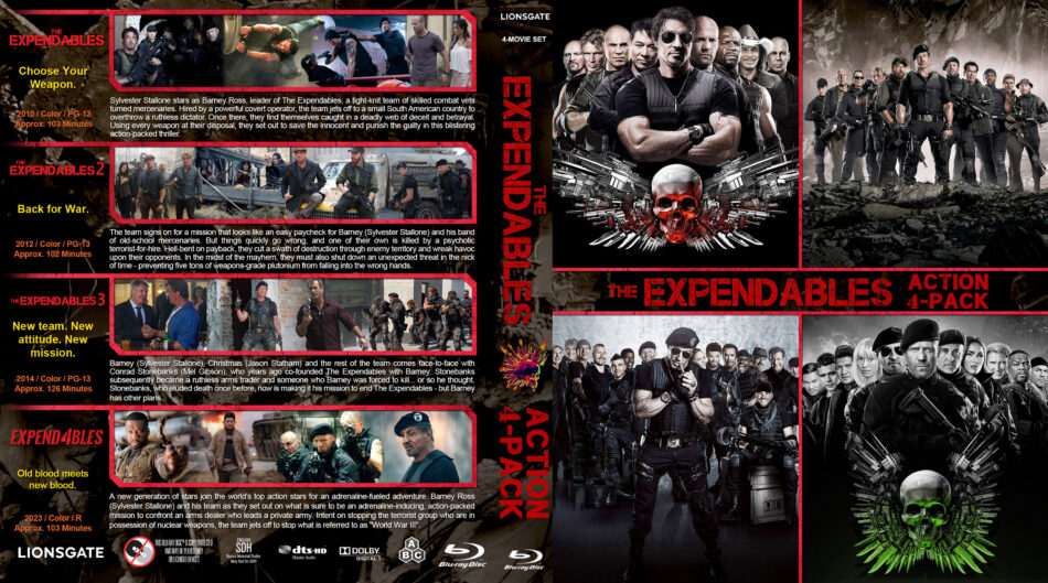 The Expendables Action 4-Pack Custom Blu-Ray Cover - DVDcover.Com