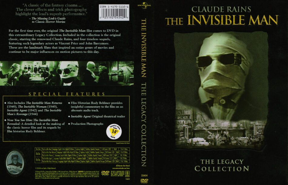 The Invisible Man - The Legacy Collection R1 DVD Cover - DVDcover.Com