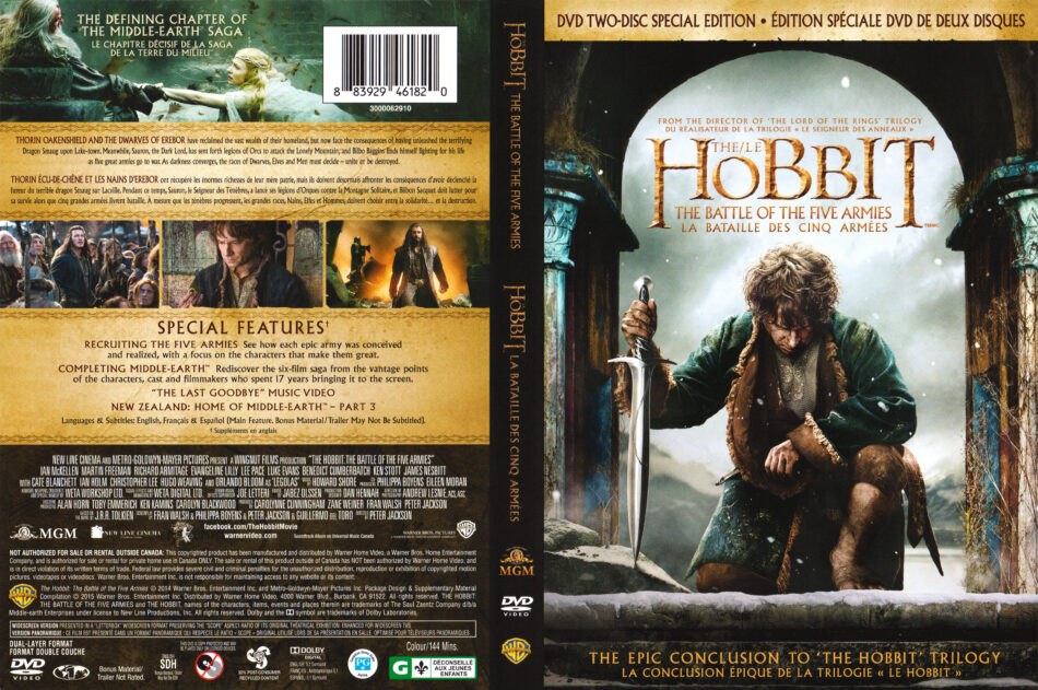 The Hobbit - the Battle of the Five Armies (2014) R1 DVD Cover ...