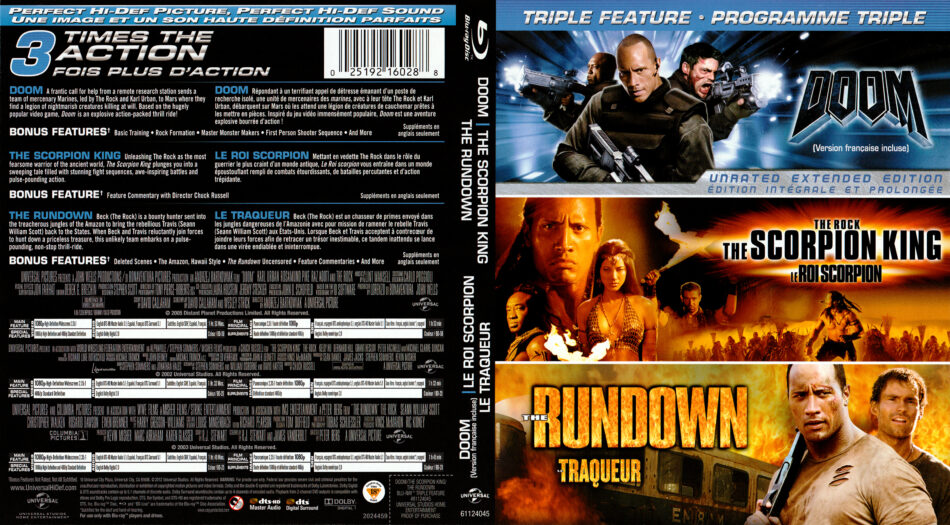 Doom (2005) The Scorpion King (2002) The Rundown (2003) Blu-Ray & DVD ...