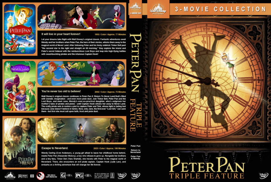 Peter Pan Dvd Cover 2013 Peter Pan Triple Feature R1 Custom DVD Cover