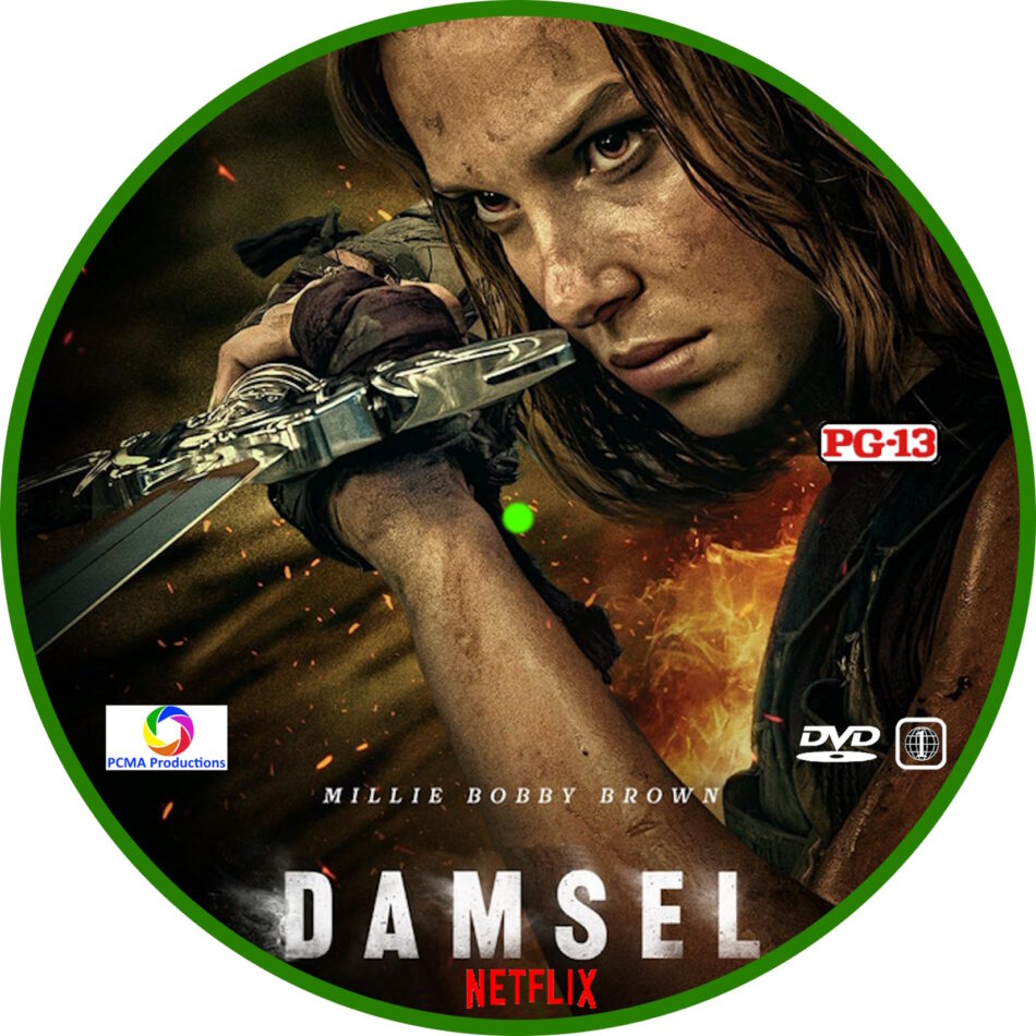 Damsel (2024) R1 Custom DVD Label - DVDcover.Com
