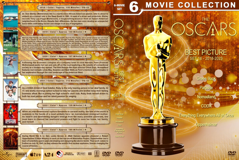 The Oscars: Best Picture - Set 16 (2018-2023) R1 Custom DVD Cover ...