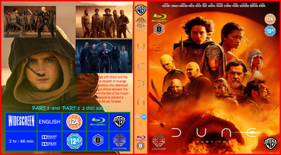 Dune Parts 1 And 2 (2024) RB Bluray Cover And Labels - DVDcover.Com