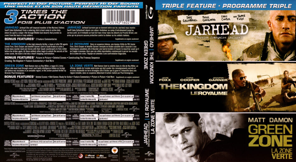 Jarhead (2005) The Kingdom (2007) Green Zone (2010) Blu-Ray Cover - DVDcover.Com