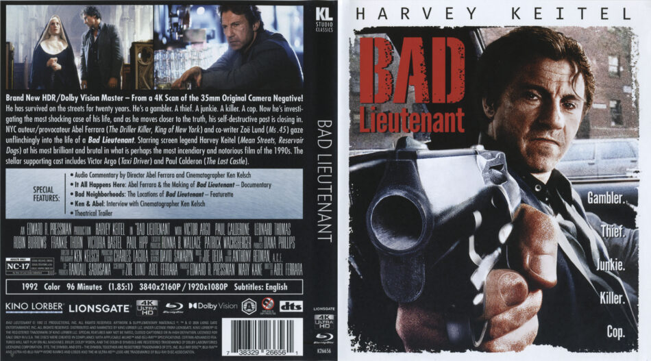 Bad Lieutenant 4K UHD Cover & Labels - DVDcover.Com