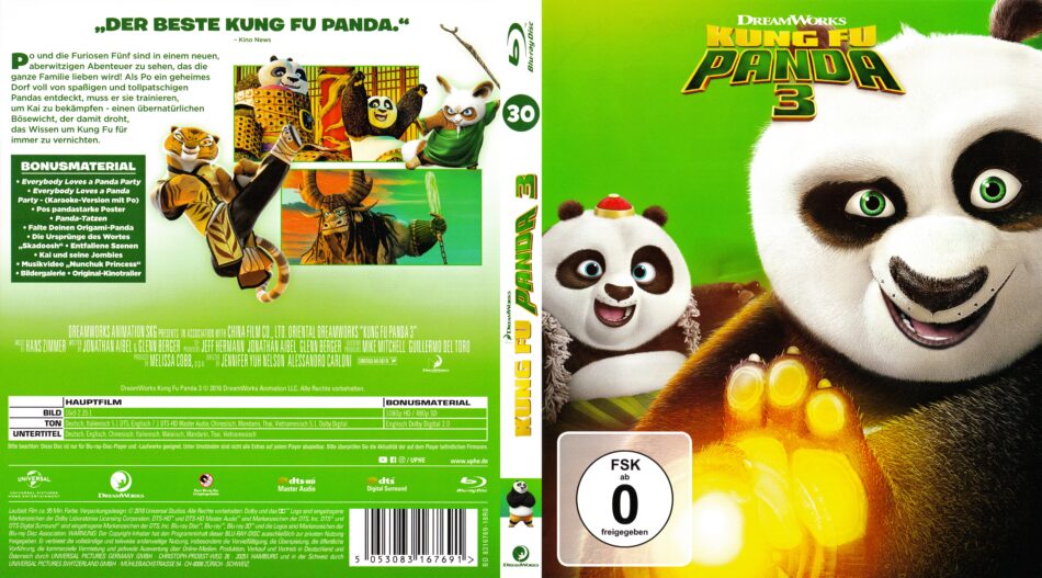 Kung Fu Panda 3 DE Blu-Ray Cover & Label - DVDcover.Com