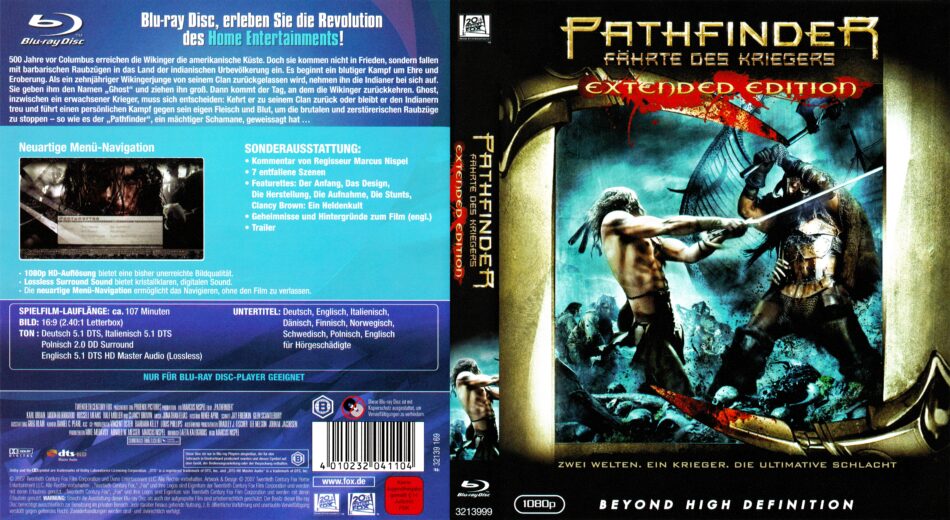 Pathfinder - Fährte des Kriegers DE Blu-Ray Cover & Label - DVDcover.Com
