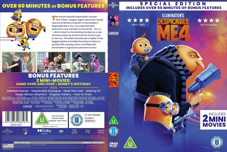 Despicable Me 4 (2024) R2 UK DVD Covers and Labels - DVDcover.Com