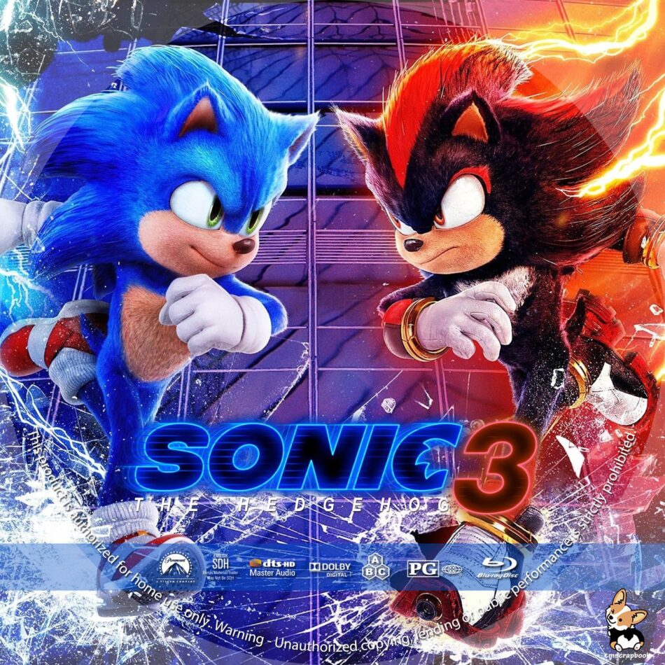 Sonic The Hedgehog 3 (2024) R1 Custom DVD Label - DVDcover.Com