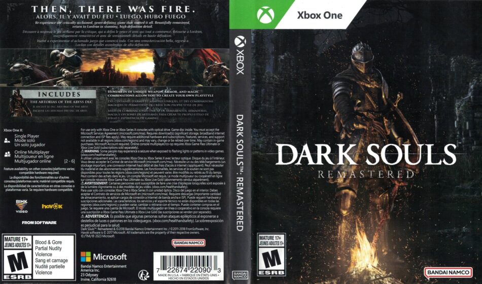 Dark Souls: Remastered (2018) XBOX ONE NTSC retail cover - DVDcover.Com