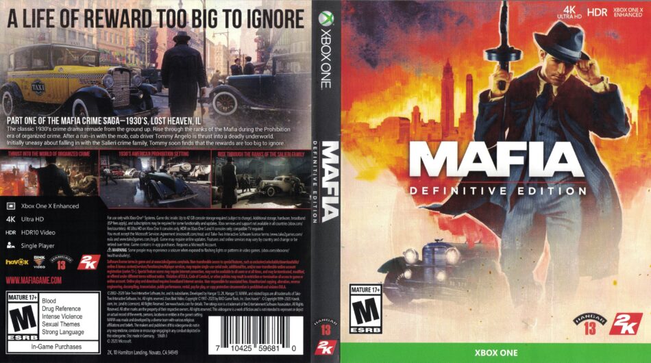 Mafia: Definitive Edition (2020) XBOX ONE NTSC retail cover - DVDcover.Com