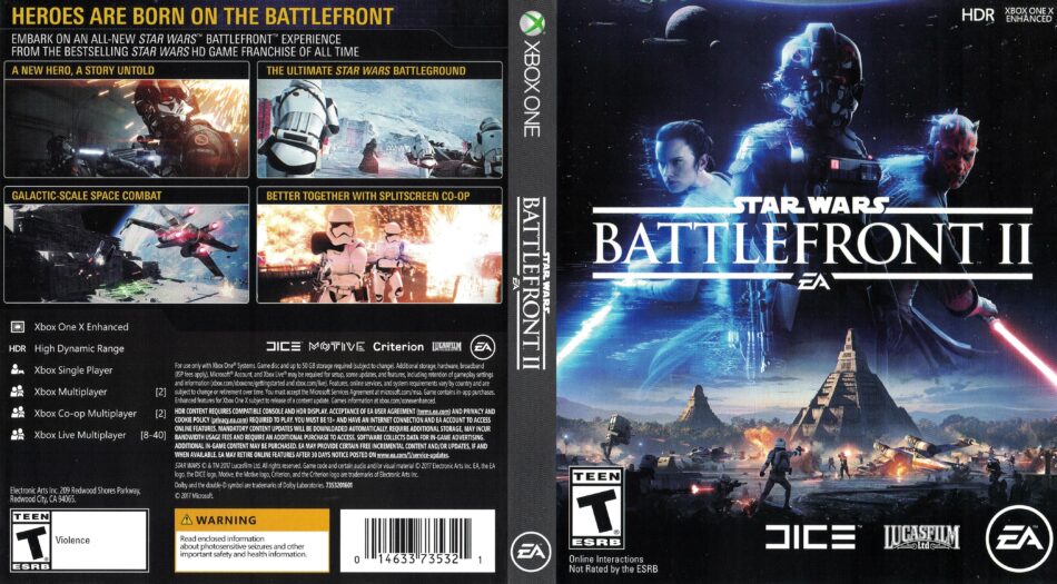 Star Wars Battlefront II (2017) XBOX ONE NTSC retail cover - DVDcover.Com