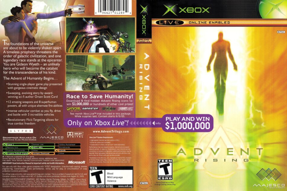 Advent Rising (2005) XBOX NTSC retail cover - DVDcover.Com