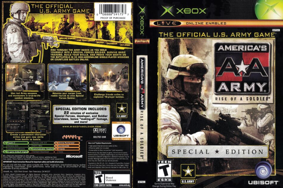 America's Army: Rise of a Soldier (Special Edition) (2005) XBOX NTSC ...