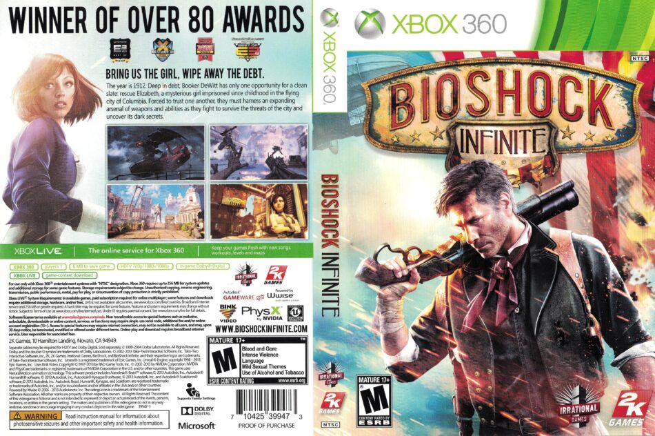 Bioshock Infinite (2013) XBOX 360 NTSC retail cover - DVDcover.Com