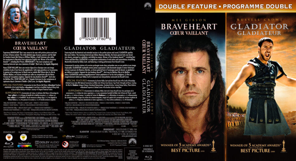 Braveheart (1995) Gladiator (2000) Blu-Ray Cover - DVDcover.Com
