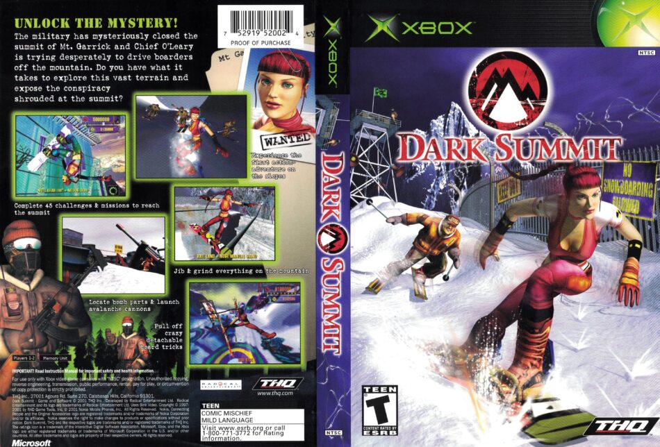 Dark Summit (2001) XBOX NTSC retail cover - DVDcover.Com