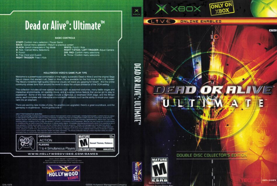 Dead or Alive Ultimate (2004) XBOX NTSC retail cover - DVDcover.Com