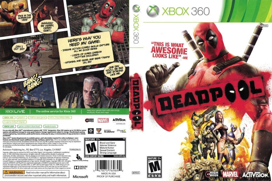 Deadpool (2013) XBOX 360 NTSC retail cover - DVDcover.Com