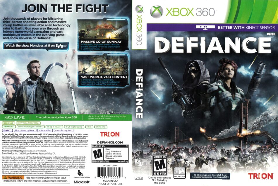 Defiance (2013) XBOX 360 NTSC retail cover - DVDcover.Com