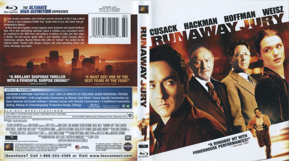 Runaway Jury Blu-Ray Cover & Label - DVDcover.Com