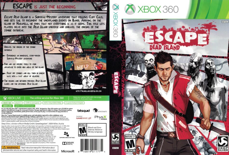 Escape Dead Island (2014) XBOX 360 NTSC retail cover - DVDcover.Com
