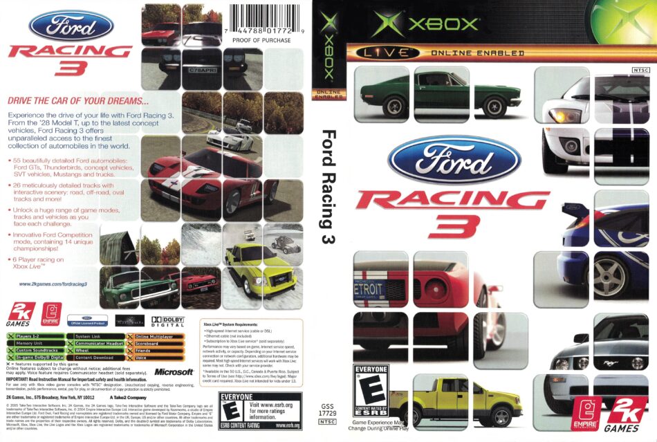 Ford Racing 3 (2005) XBOX NTSC retail cover - DVDcover.Com