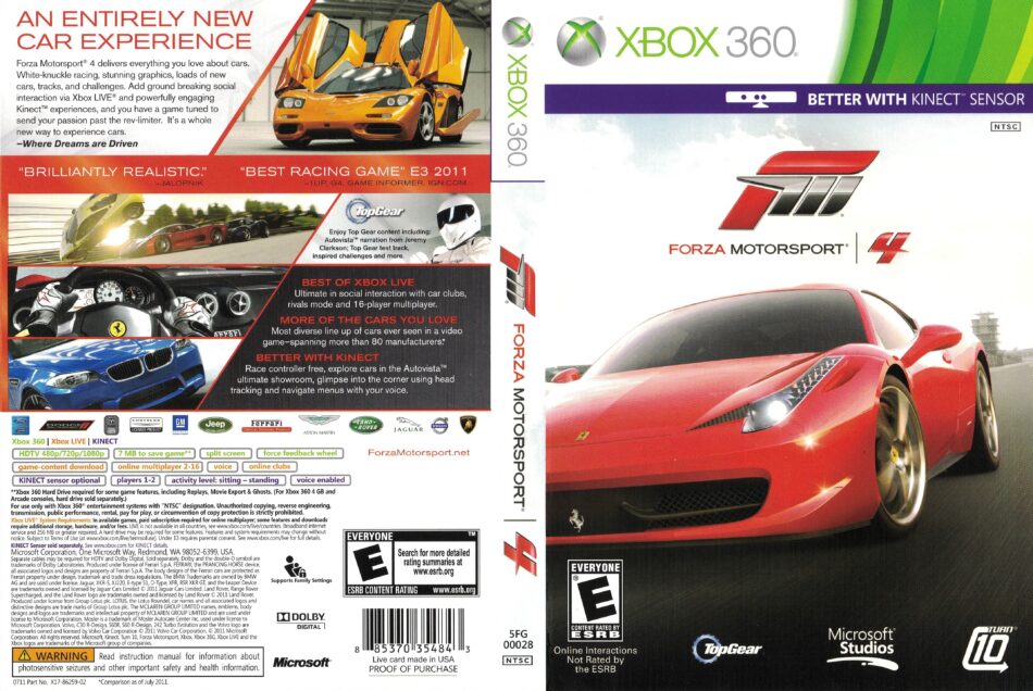 Forza Motorsport 4 (2011) XBOX 360 NTSC retail cover - DVDcover.Com