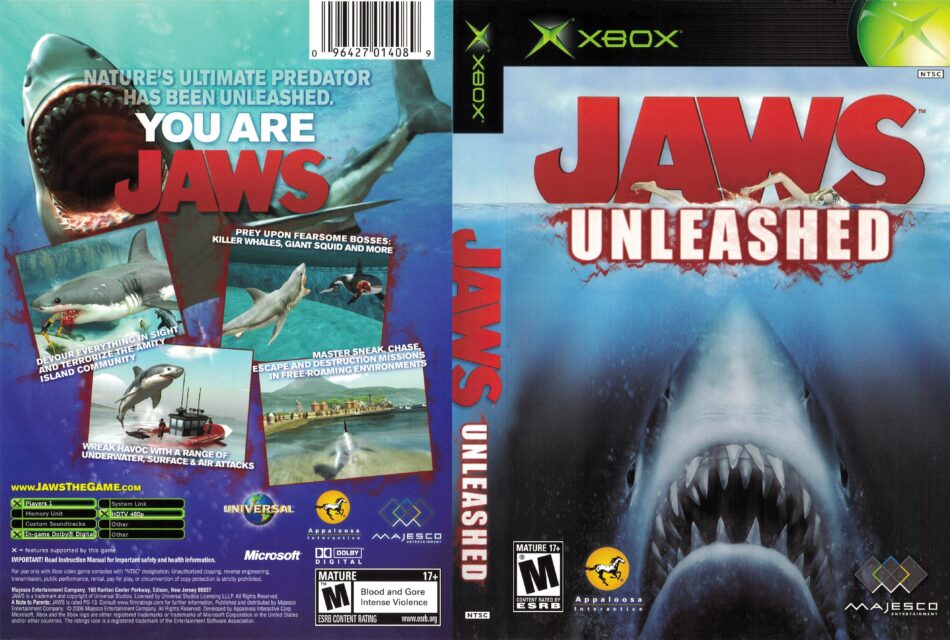 Jaws Unleashed (2006) XBOX NTSC retail cover - DVDcover.Com